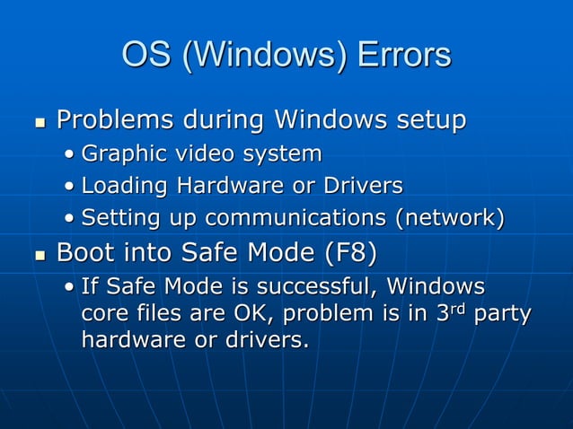Troubleshooting.ppt | Operating Systems | Computer Software and Applications