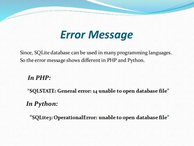 Troubleshooting Sqlite Error 14 Unable To Open Database File