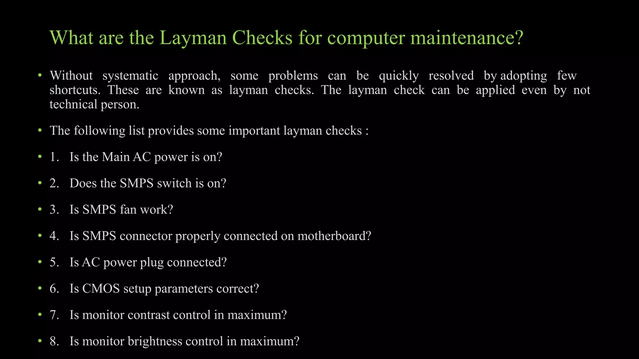 Troubleshooting and maintenance | PPTX