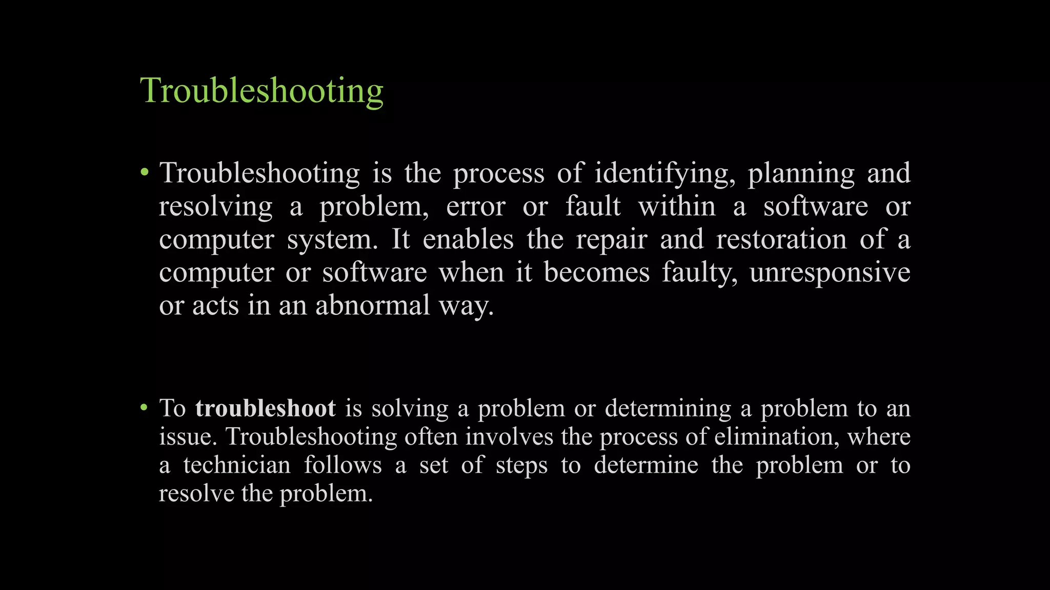 Troubleshooting and maintenance | PPTX