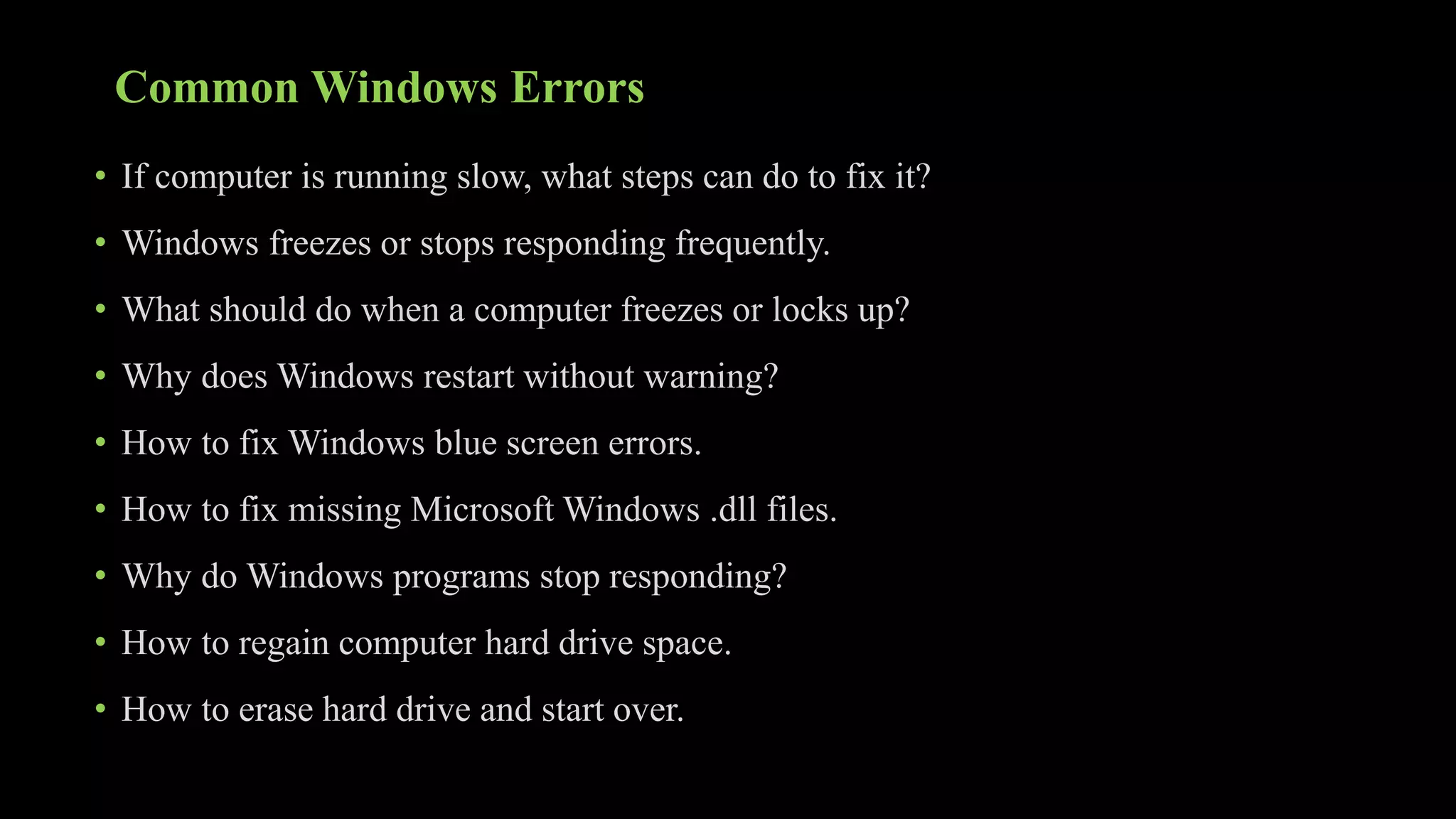 Troubleshooting and maintenance | PPTX