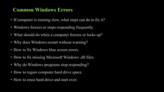 Troubleshooting and maintenance | PPTX | Operating Systems | Computer ...