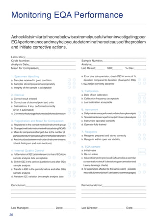 Troubleshooting Poor EQA/QC Performance in the Laboratory | PDF