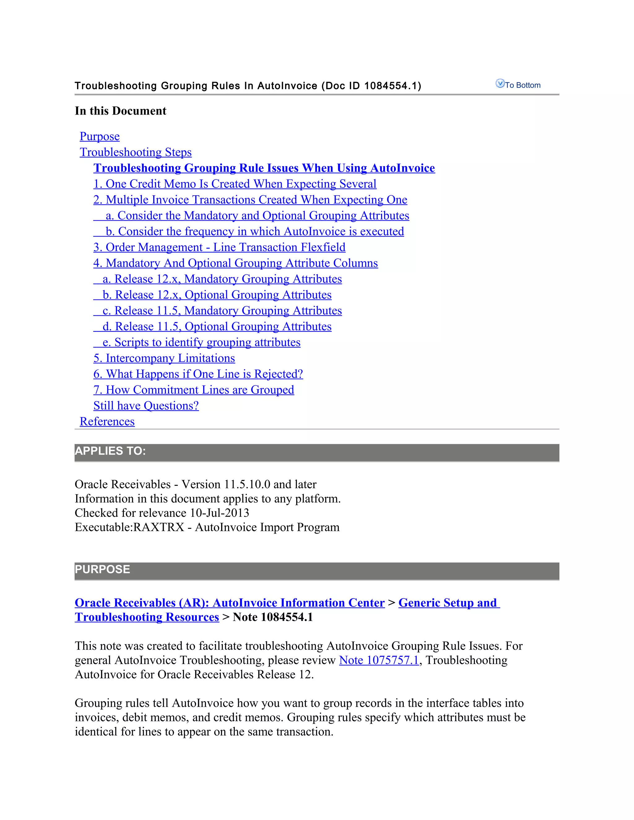 Troubleshooting grouping rules in auto invoice | PDF Troubleshooting grouping rules in auto invoice | PDF