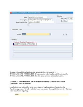 Troubleshooting grouping rules in auto invoice | PDF