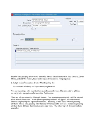 Troubleshooting grouping rules in auto invoice | PDF