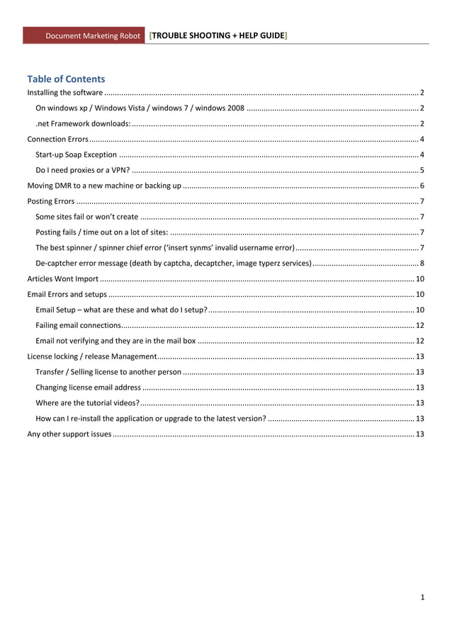Troubleshooting guide | PDF