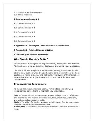 Troubleshooting Guide Template
