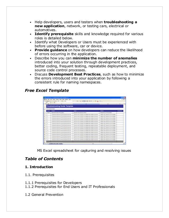 Troubleshooting Guide Template