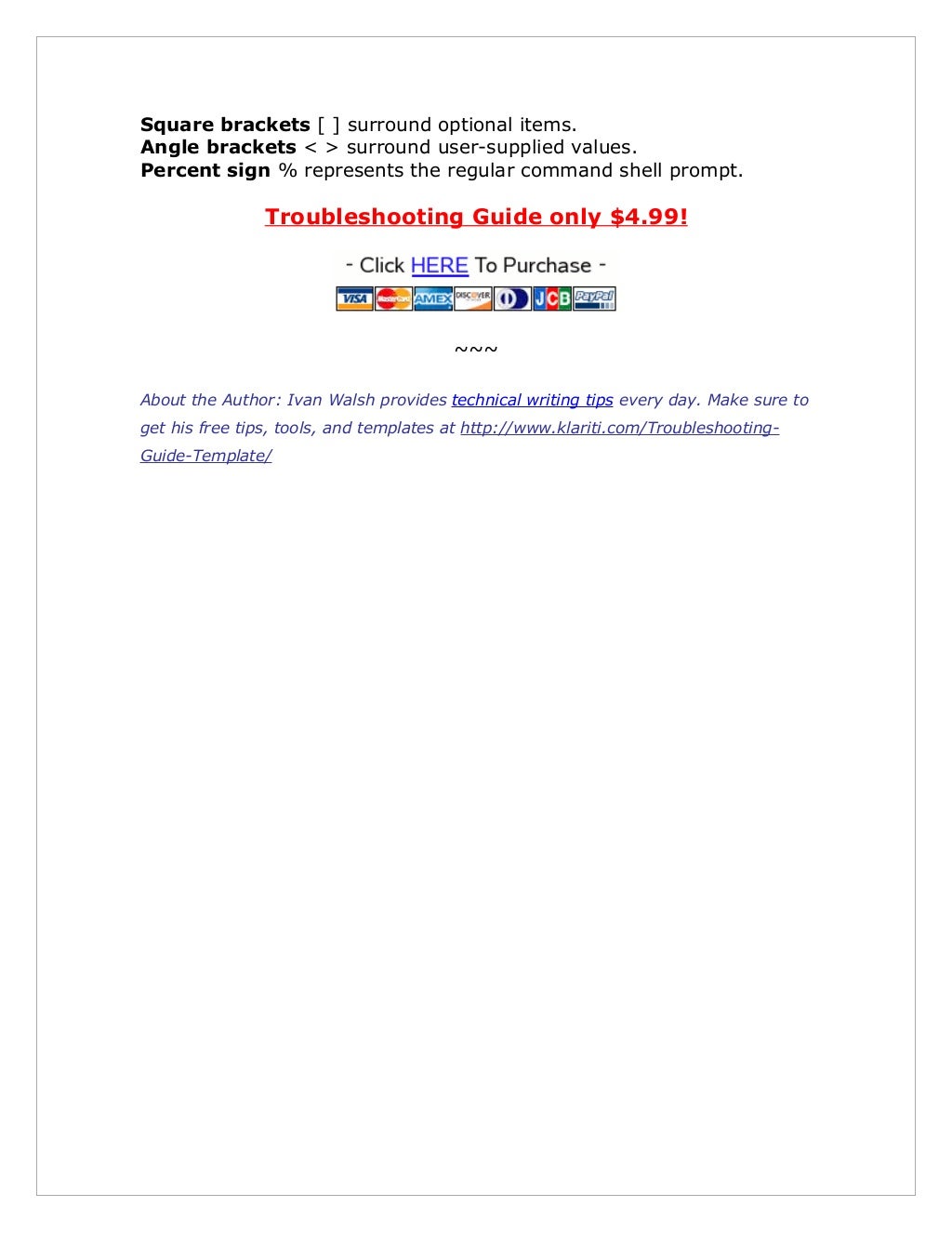 Troubleshooting Guide Template