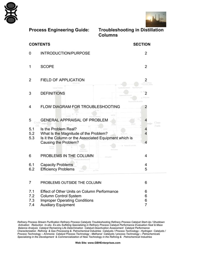 Troubleshooting in Distillation Columns | PDF
