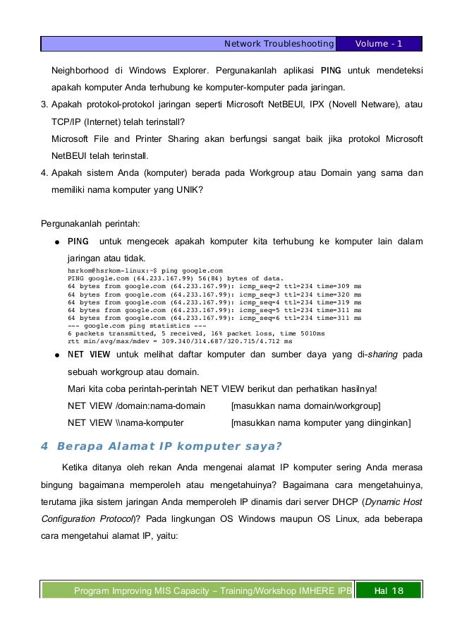 Troubleshooting jaringan