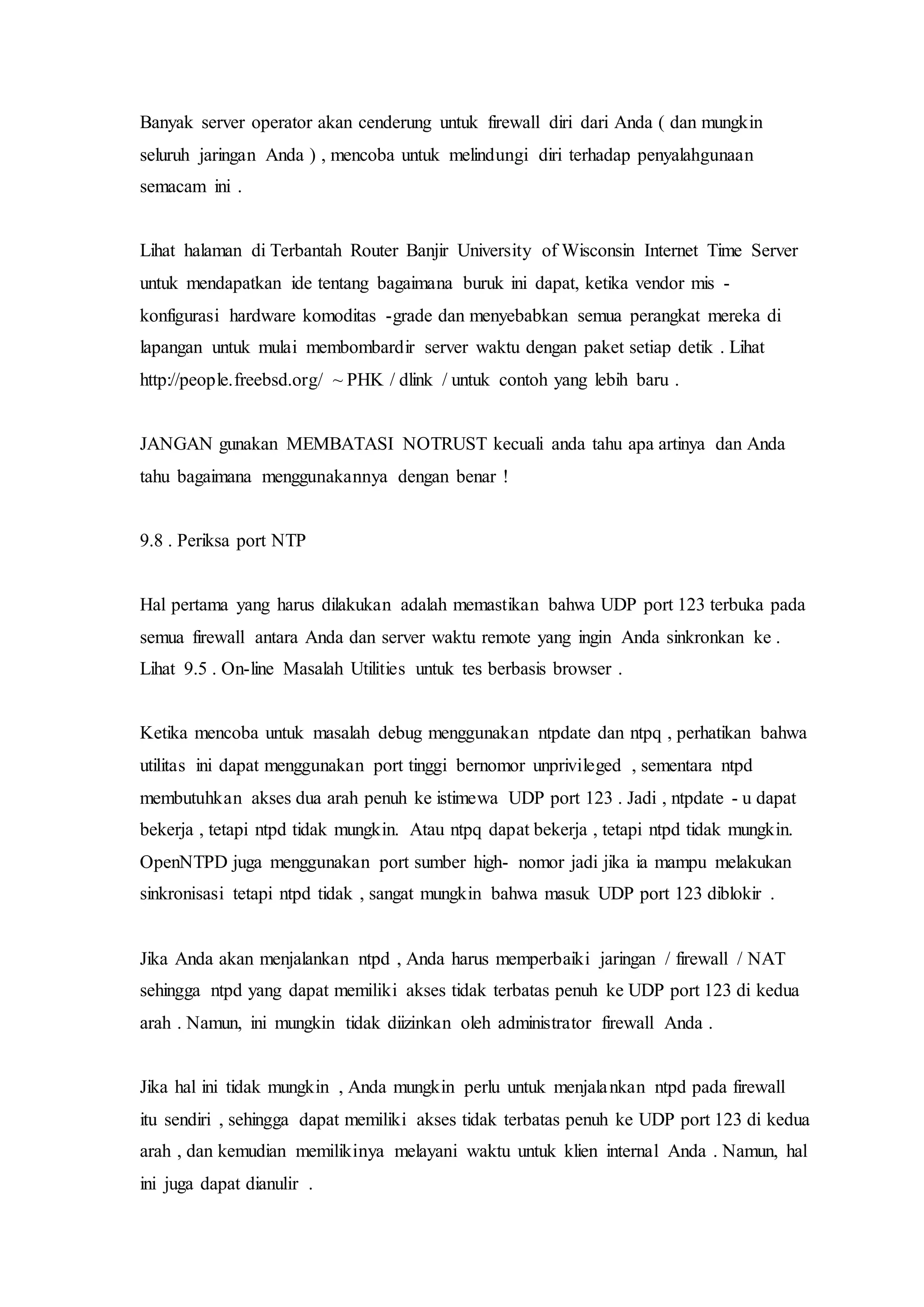 Troubleshooting layanan ntp server | DOCX
