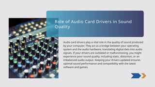 Troubleshooting sound problems the role of the audio card driver.pptx ...