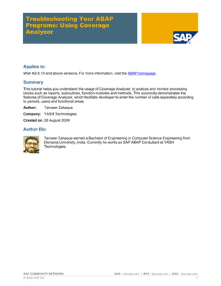 Troubleshooting Your ABAP Programs Using Coverage Analyzer | PDF