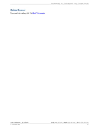 Troubleshooting Your ABAP Programs Using Coverage Analyzer | PDF