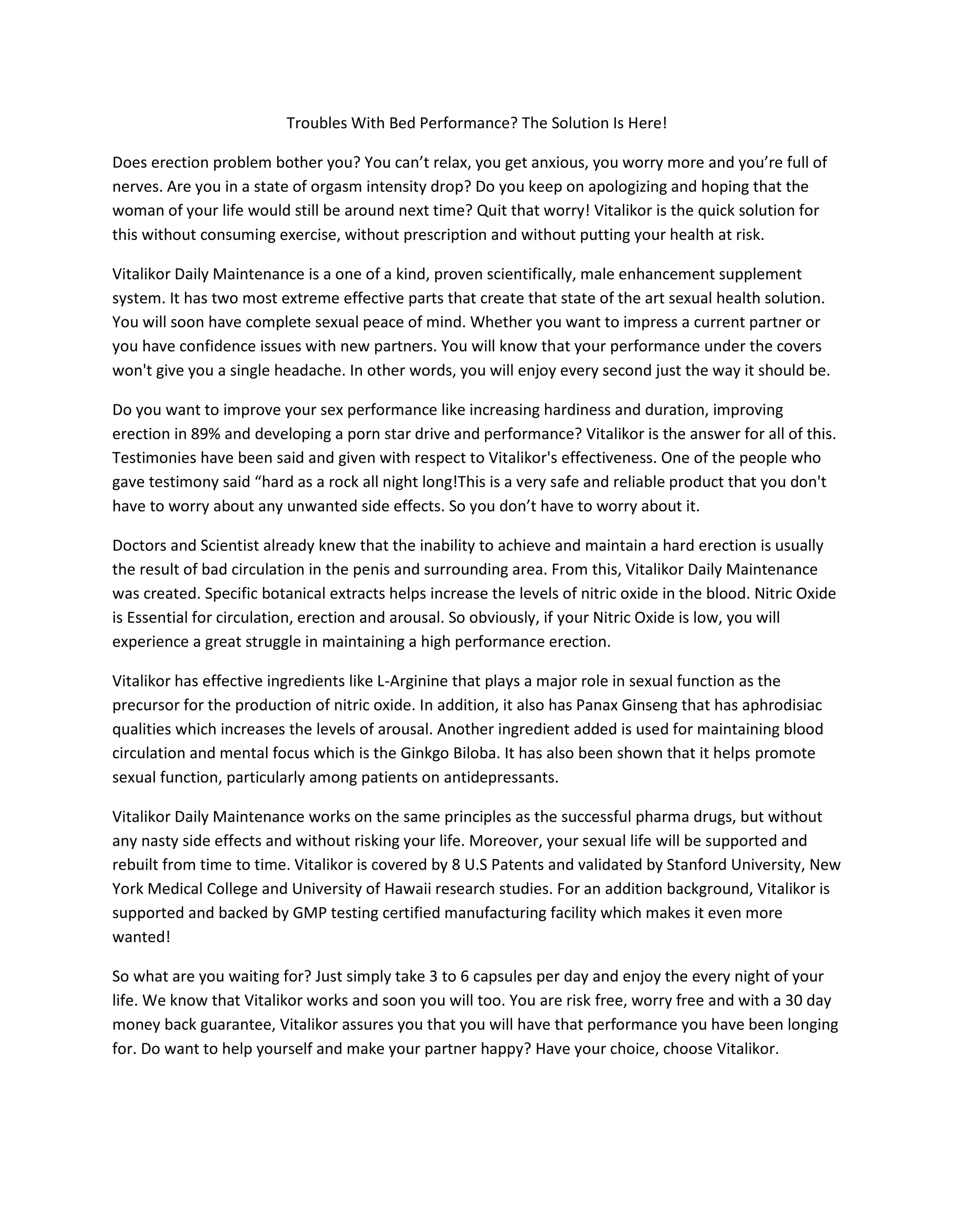 Troubles with bed performance | PDF