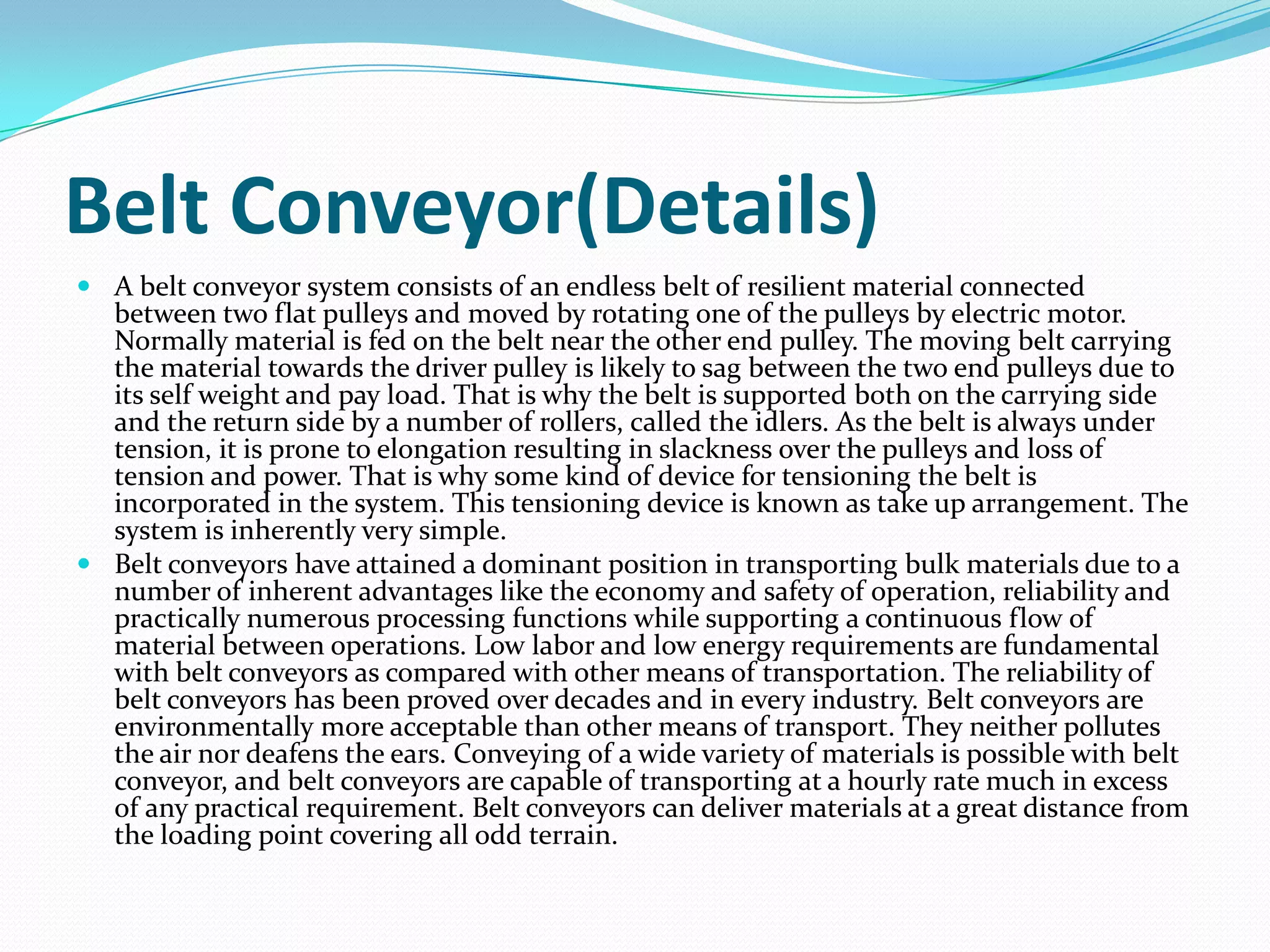 Troughed Belt Conveyor & Flat Belt Conveyor | PPTX