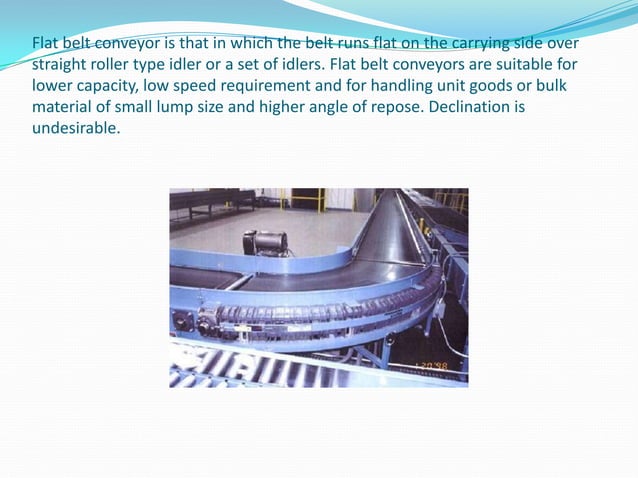 Troughed Belt Conveyor & Flat Belt Conveyor | PPTX | Geology | Science