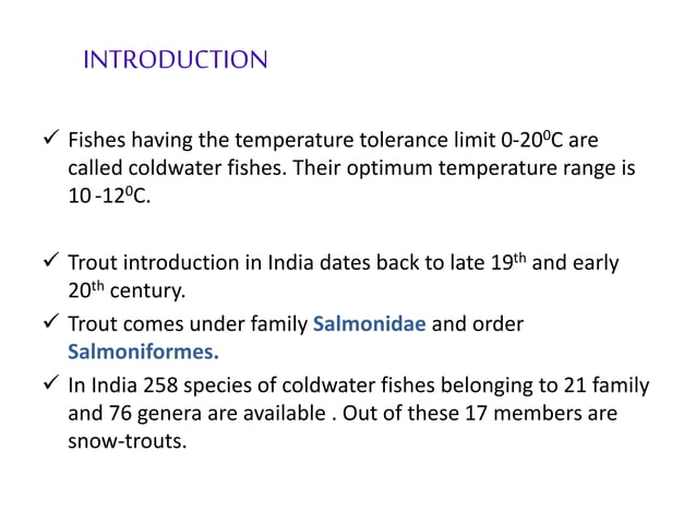 Hatchery management of Trout & present status in india ,ritesh | PPTX