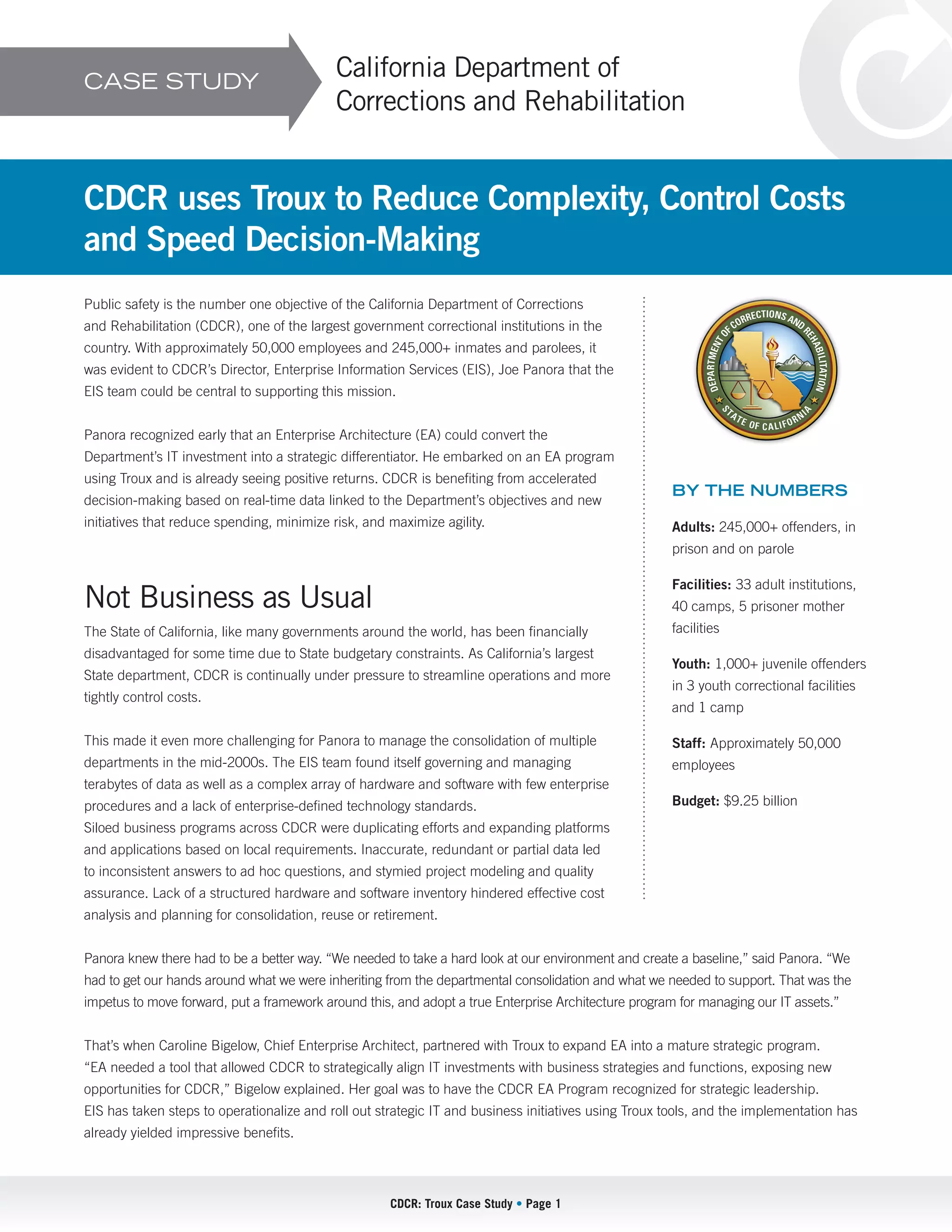 Troux case study cdcr | PDF