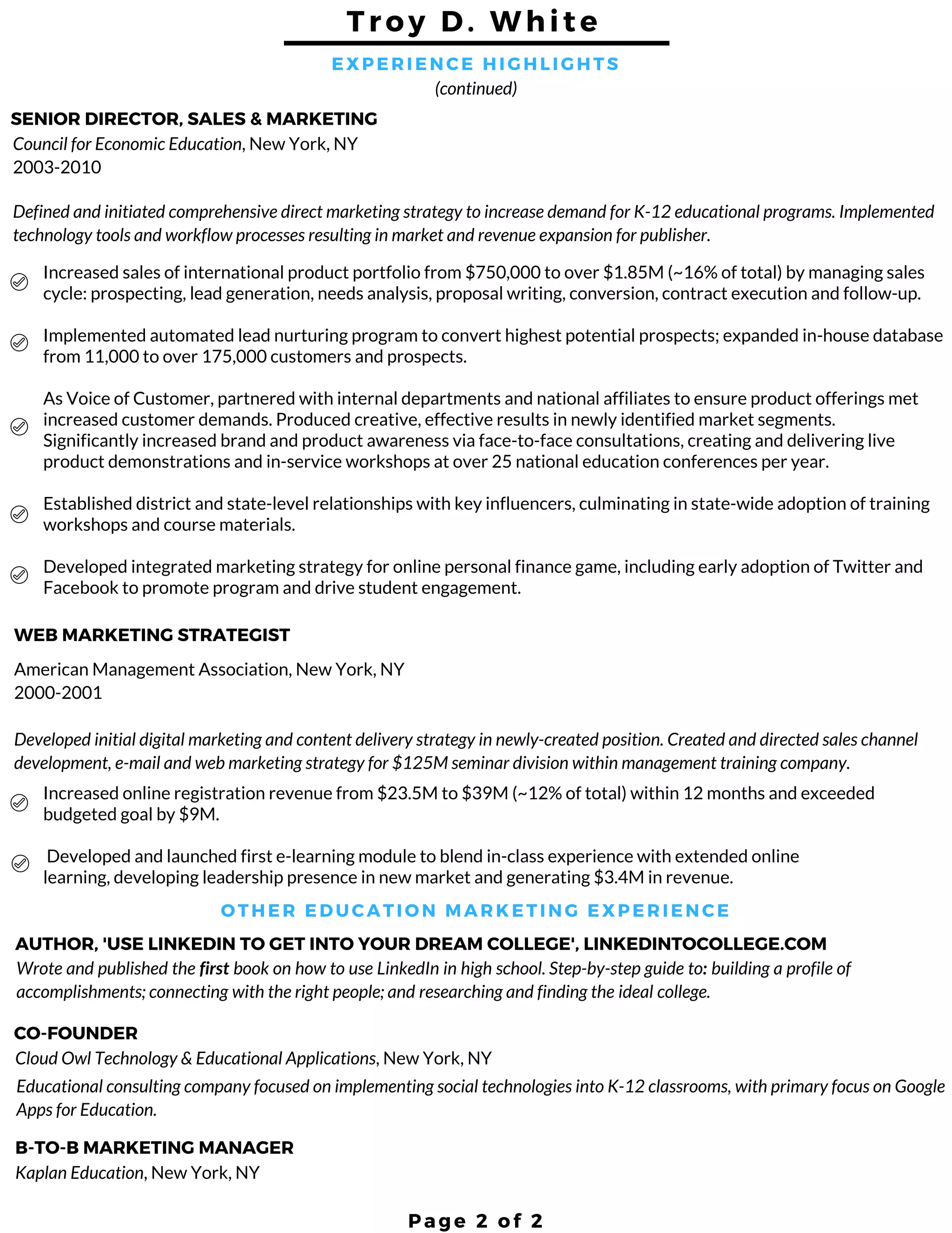 Troy D. White Resume | PDF | Marketing and Advertising | Business