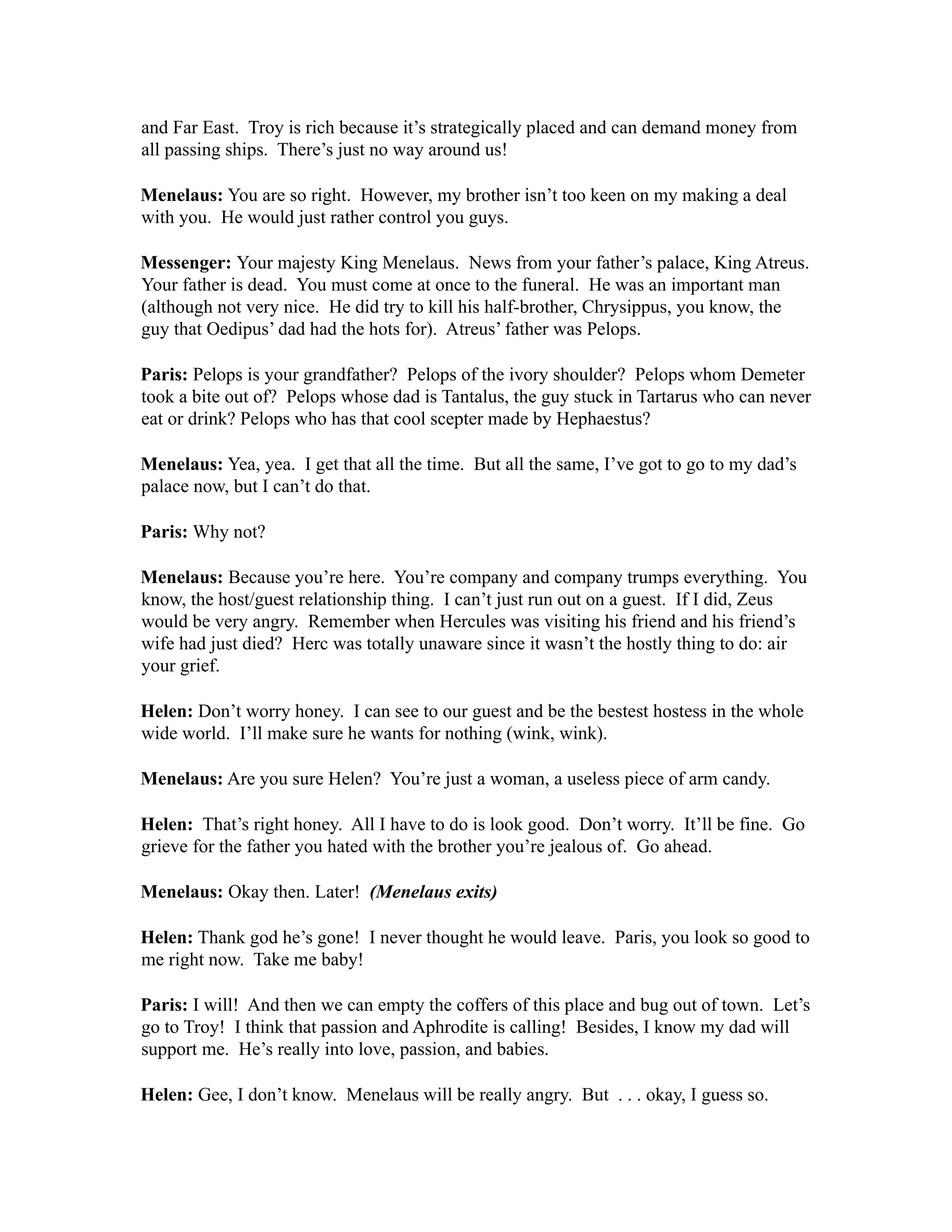 Troy-Scripts. THE TROJAN WAR A COLLECTION OF READER'S THEATER SCRIPT ...