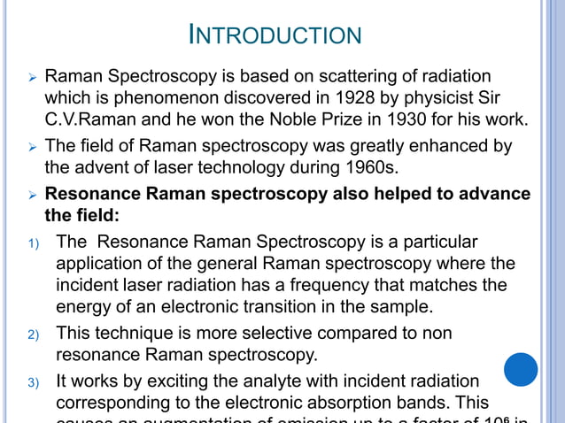Resonance Raman Spectroscopy | PPTX | Chemistry | Science