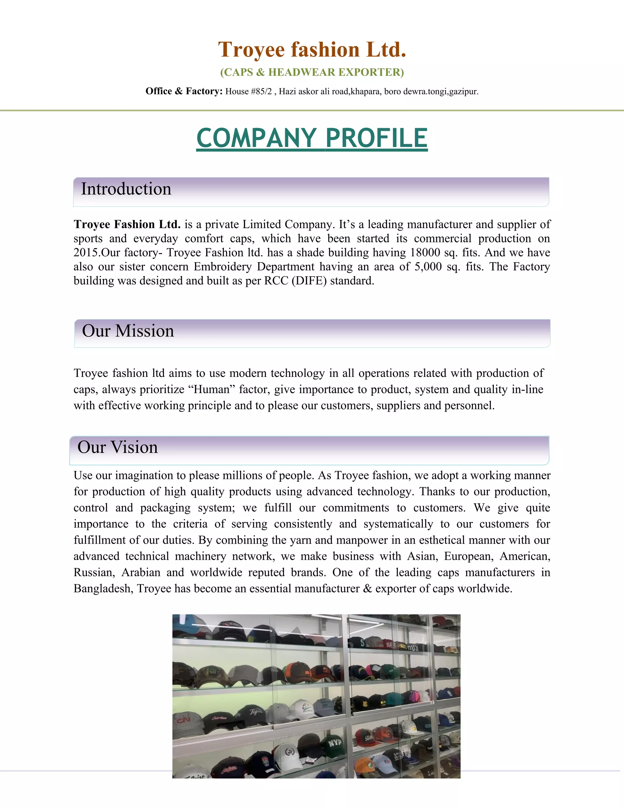 factory profile of troyee fashion | PDF