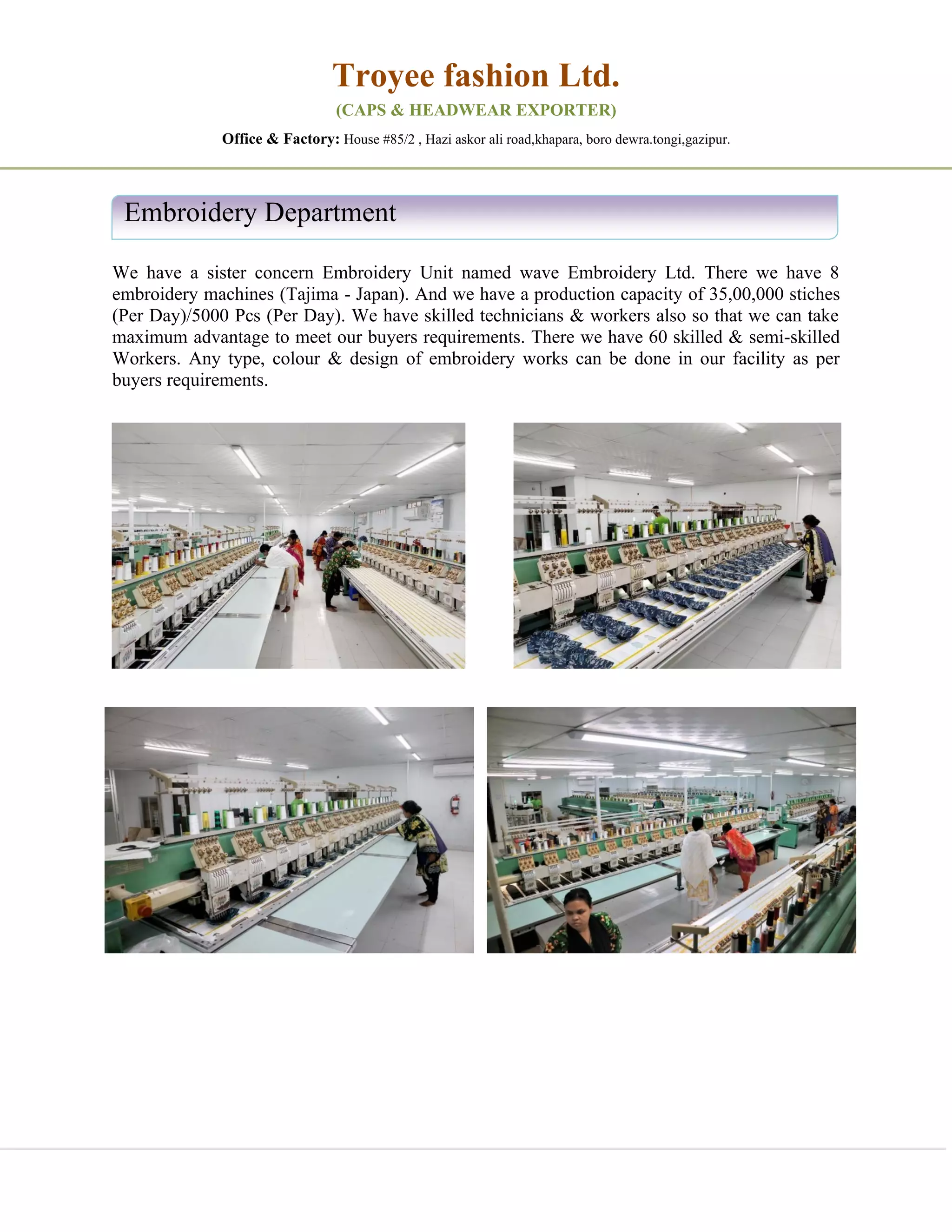 factory profile of troyee fashion | PDF