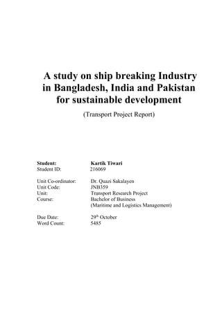 Transport Research Project Final Report | PDF