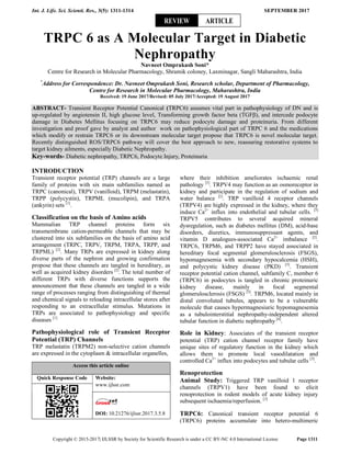 TRPC 6 as A Molecular Target in Diabetic Nephropathy | PDF