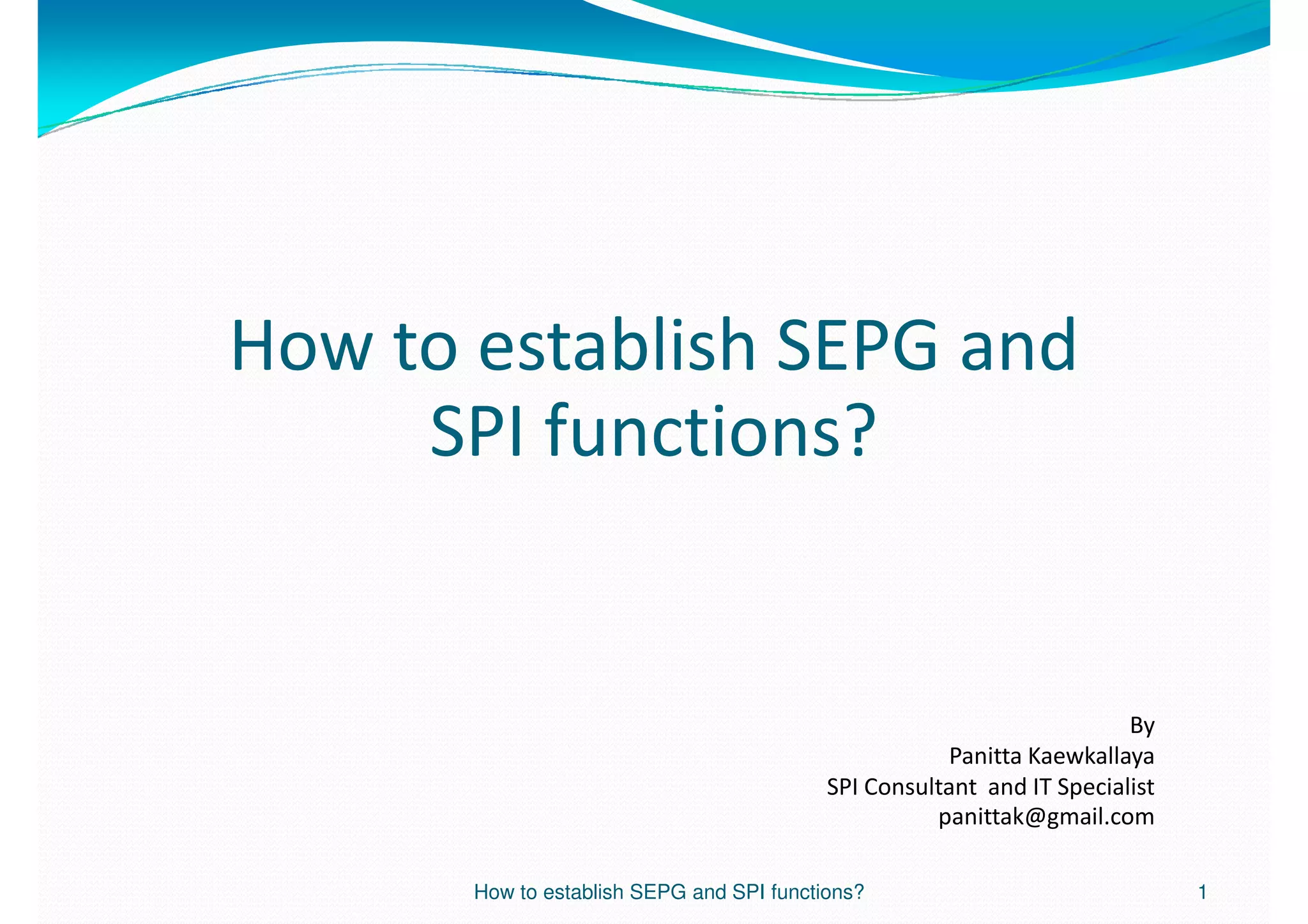 How to establish SEPG and SPI functions? | PDF