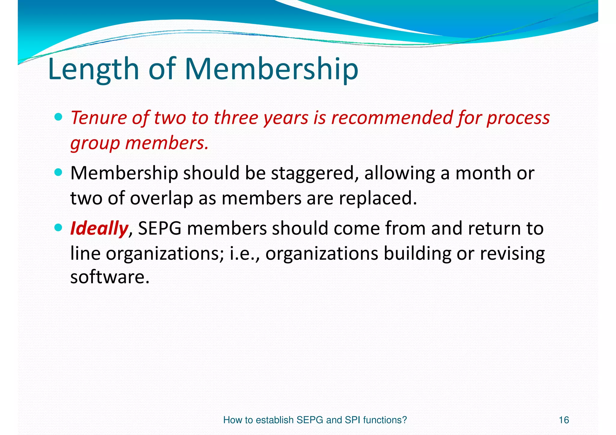 How to establish SEPG and SPI functions? | PDF