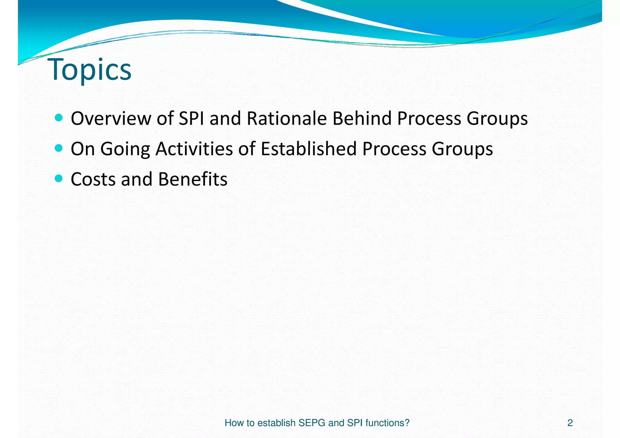 How to establish SEPG and SPI functions? | PDF