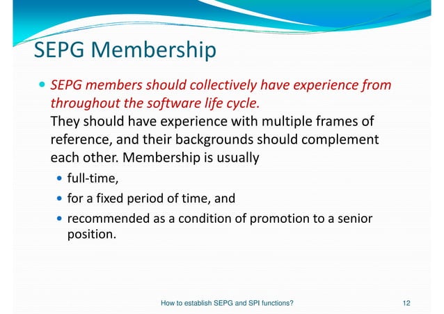 How to establish SEPG and SPI functions? | PDF | Business Administration | Business