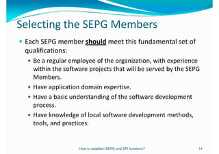 How to establish SEPG and SPI functions? | PDF