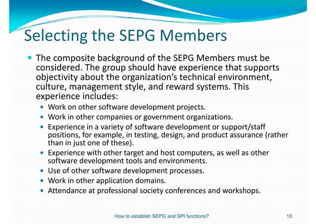 How to establish SEPG and SPI functions? | PDF | Business Administration | Business