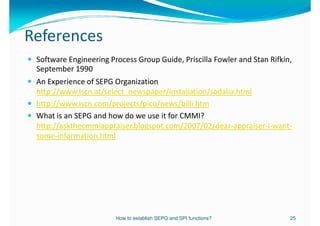 How to establish SEPG and SPI functions? | PDF