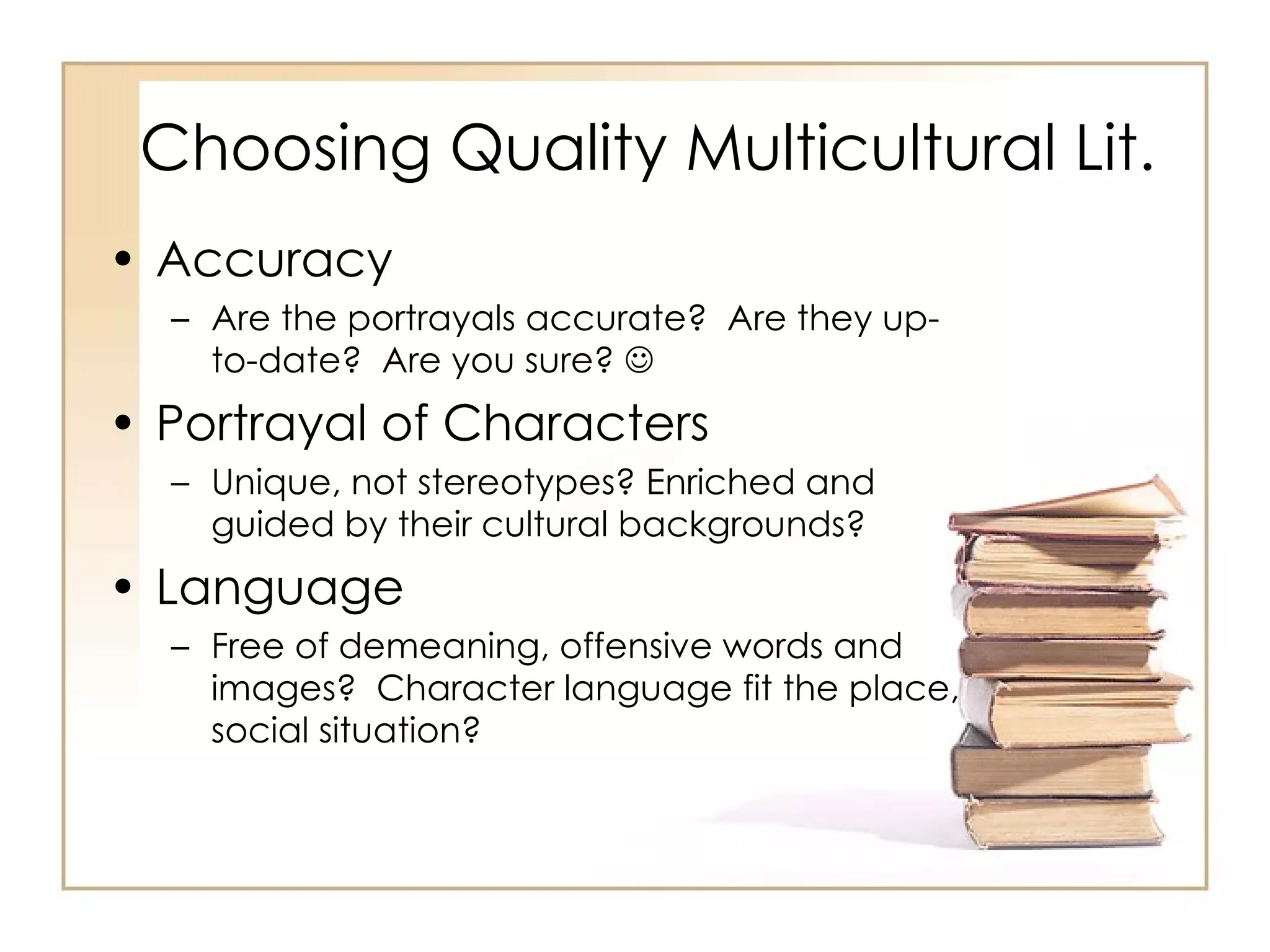 TRRC Presentation - Multicultural Children's Literature | PPT