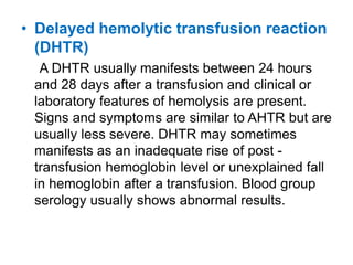 Transfusion reactions and blood products | PPT