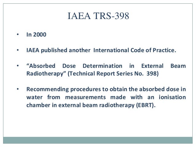TRS 398 (Technical Report Series)