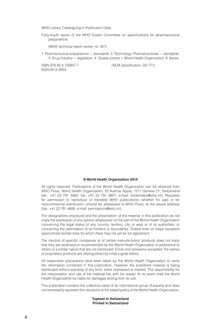 WHO Expert Committee on specifications for pharmaceutical preparations ...