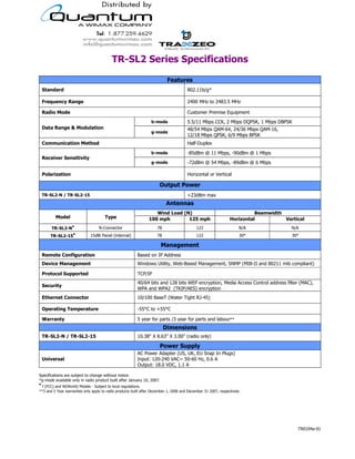 Tranzeo TR – SL2 Series (quantumwimax.com) | PDF | Computer Networking ...