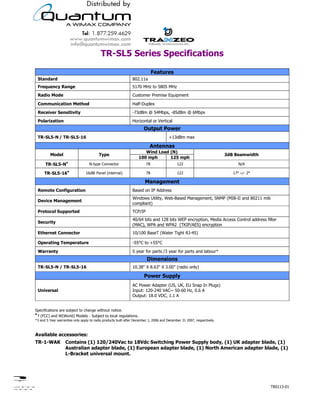 Tranzeo TR – SL5 Series (quantumwimax.com) | PDF