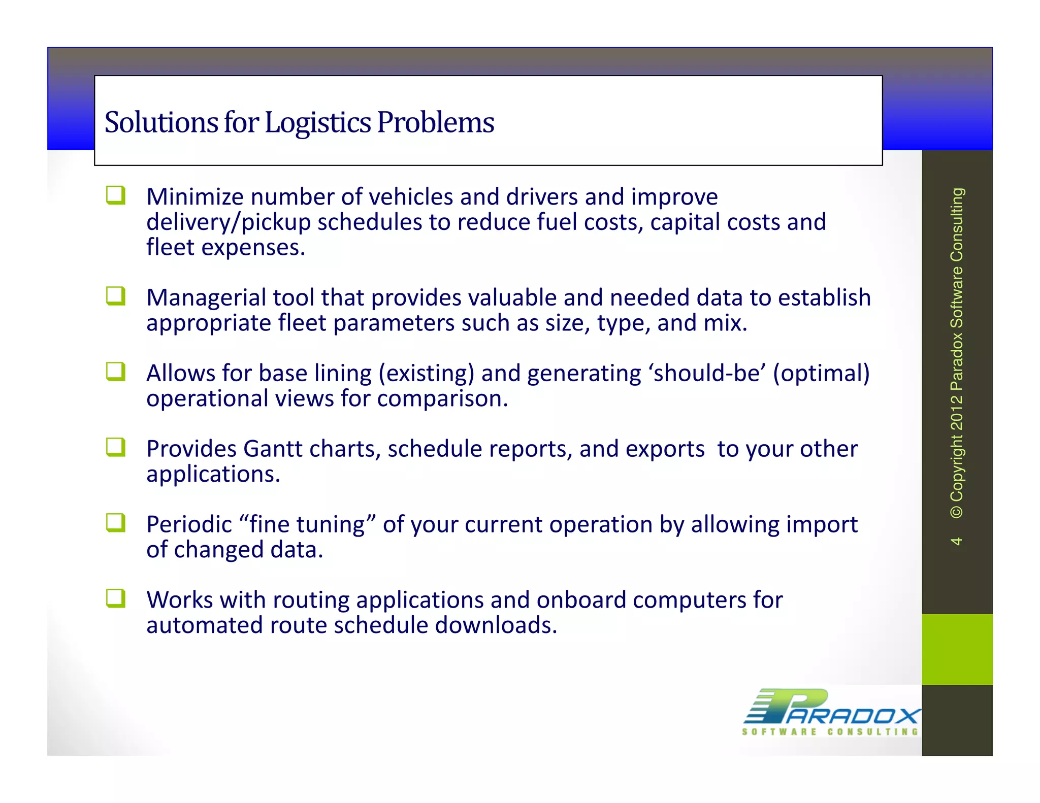 Transportation Resource Scheduling Tool Overview and Quick Tour | PPT