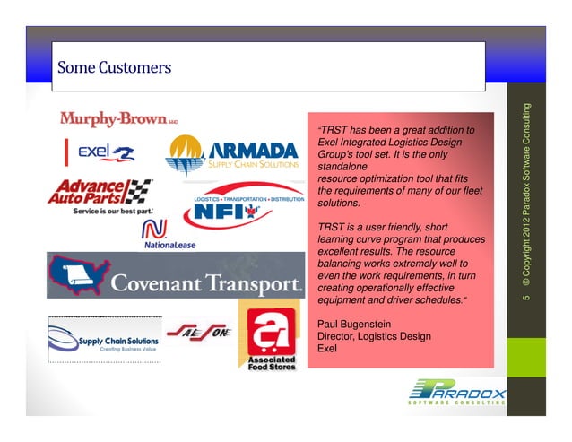 Transportation Resource Scheduling Tool Overview and Quick Tour | PPT
