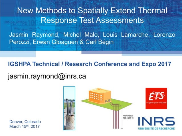 New Methods to Spatially Extend Thermal Response Test Assessments | PPT