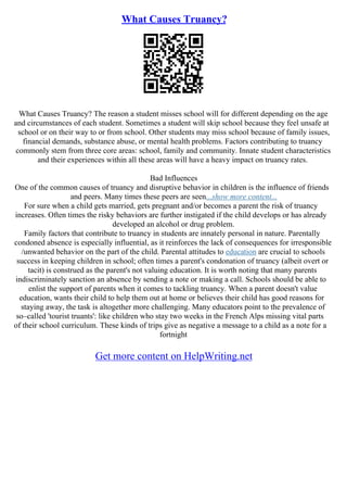 Truancy Essay | PDF