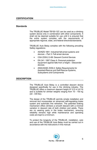 Trublue autobelay-operators-manual | PDF